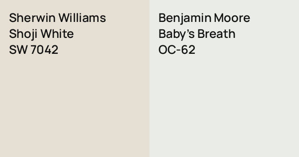 Sherwin Williams Shoji White vs. Benjamin Moore Baby's Breath comparison