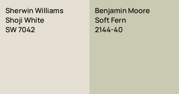 Sherwin Williams Shoji White vs. Benjamin Moore Soft Fern comparison