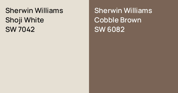 Sherwin Williams Shoji White vs. Sherwin Williams Cobble Brown comparison
