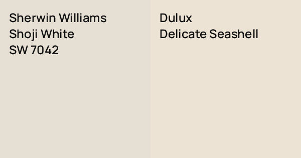 Sherwin Williams Shoji White vs. Dulux Delicate Seashell comparison
