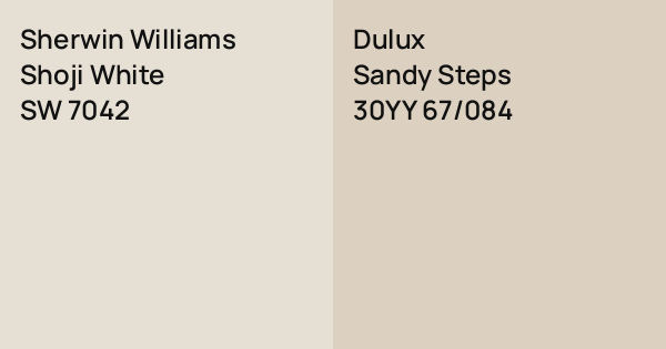 Sherwin Williams Shoji White vs. Dulux Sandy Steps comparison
