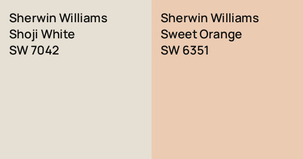 Sherwin Williams Shoji White vs. Sherwin Williams Sweet Orange comparison