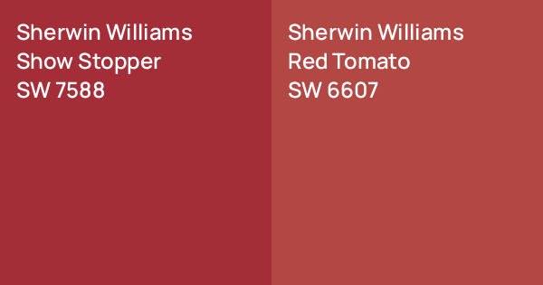 Sherwin Williams Show Stopper vs. Sherwin Williams Red Tomato comparison