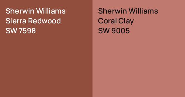 Sherwin Williams Sierra Redwood vs. Sherwin Williams Coral Clay comparison