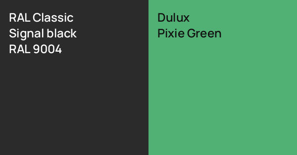 RAL Classic Signal black vs. Dulux Pixie Green comparison