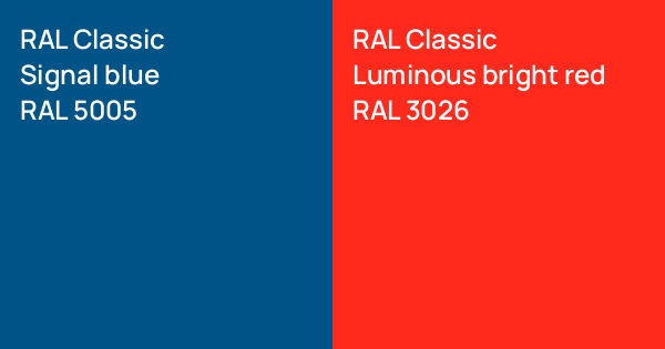 RAL Classic Signal blue vs. RAL Classic Luminous bright red comparison