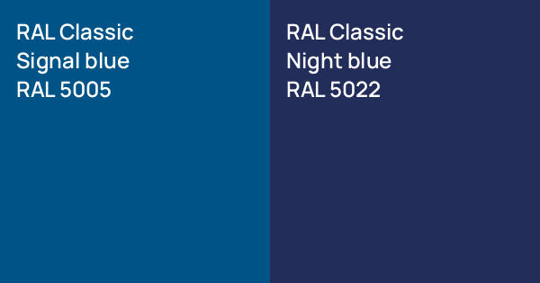 RAL Classic Signal blue vs. RAL Classic Night blue comparison