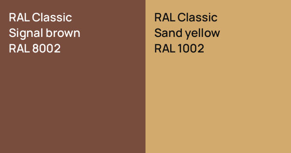 RAL Classic Signal brown vs. RAL Classic Sand yellow comparison