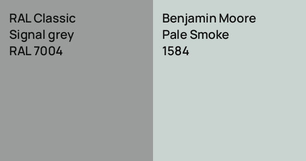 RAL Classic Signal grey vs. Benjamin Moore Pale Smoke comparison