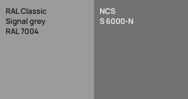 RAL Classic Signal grey vs. NCS S 6000-N comparison