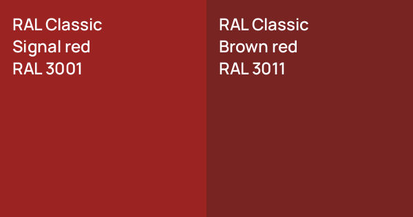 RAL Classic Signal red vs. RAL Classic Brown red comparison