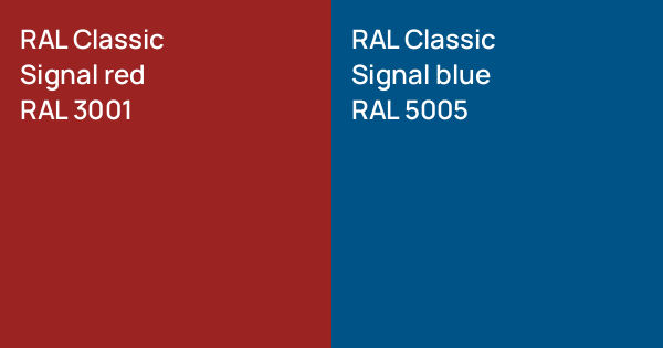 RAL Classic Signal red vs. RAL Classic Signal blue comparison