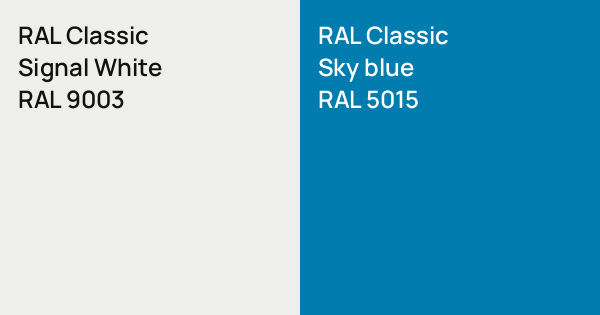 RAL Classic Signal White vs. RAL Classic Sky blue comparison