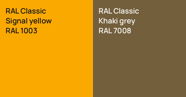 RAL Classic Signal yellow vs. RAL Classic Khaki grey comparison