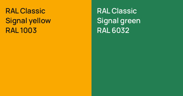 RAL Classic Signal yellow vs. RAL Classic Signal green comparison