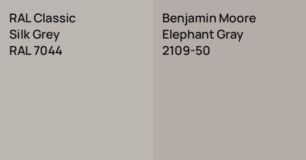 RAL Classic Silk Grey vs. Benjamin Moore Elephant Gray comparison