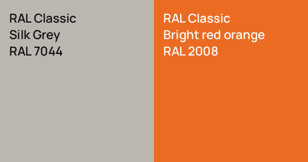 RAL Classic Silk Grey vs. RAL Classic Bright red orange comparison