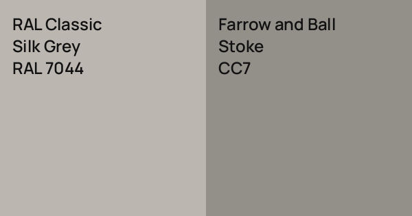 RAL Classic Silk Grey vs. Farrow and Ball Stoke comparison