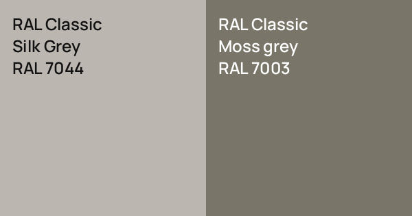 RAL Classic Silk Grey vs. RAL Classic Moss grey comparison