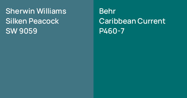 Sherwin Williams Silken Peacock vs. Behr Caribbean Current comparison
