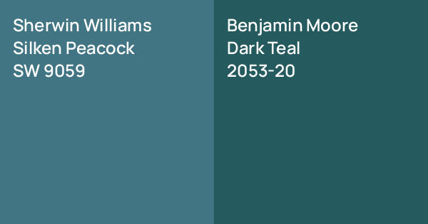 Sherwin Williams Silken Peacock vs. Benjamin Moore Dark Teal comparison