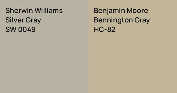 Sherwin Williams Silver Gray vs. Benjamin Moore Bennington Gray comparison