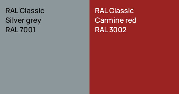 RAL Classic Silver grey vs. RAL Classic Carmine red comparison