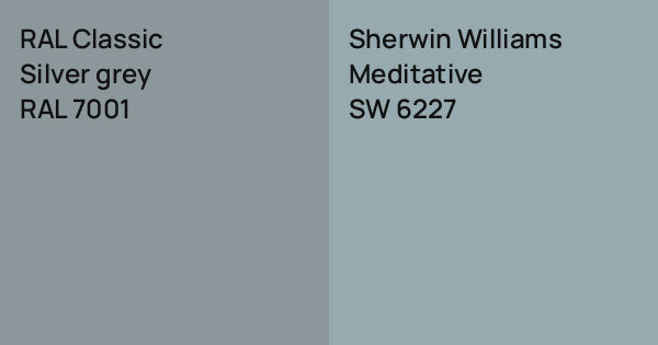 RAL Classic Silver grey vs. Sherwin Williams Meditative comparison
