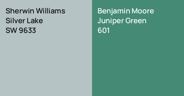 Sherwin Williams Silver Lake vs. Benjamin Moore Juniper Green comparison