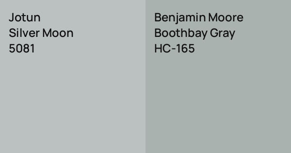 Jotun Silver Moon vs. Benjamin Moore Boothbay Gray comparison