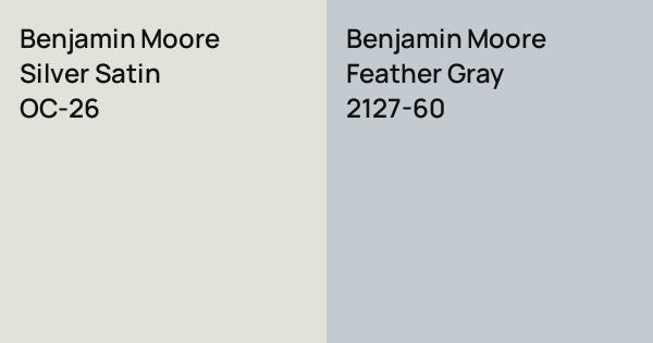 Benjamin Moore Silver Satin vs. Benjamin Moore Feather Gray comparison