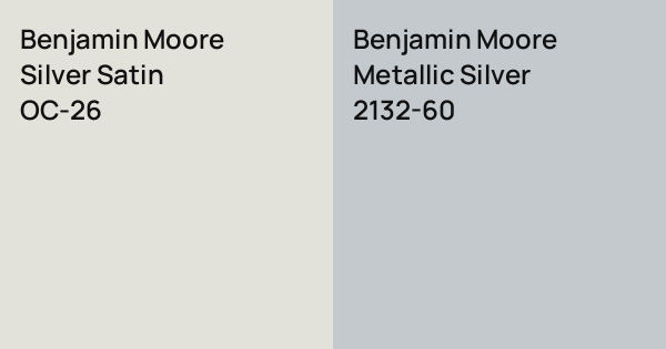 Benjamin Moore Silver Satin vs. Benjamin Moore Metallic Silver comparison