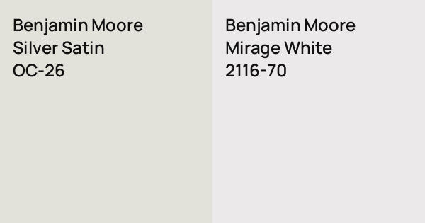 Benjamin Moore Silver Satin vs. Benjamin Moore Mirage White comparison