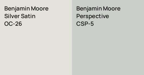 Benjamin Moore Silver Satin vs. Benjamin Moore Perspective comparison