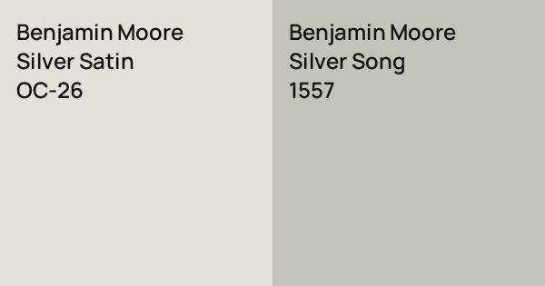 Benjamin Moore Silver Satin vs. Benjamin Moore Silver Song comparison