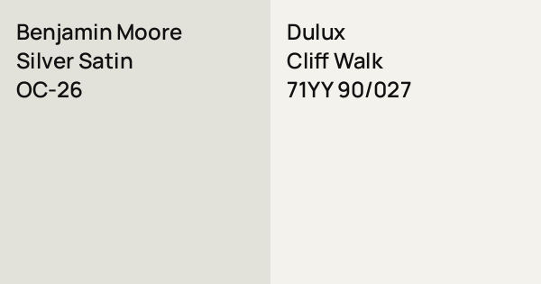 Benjamin Moore Silver Satin vs. Dulux Cliff Walk comparison