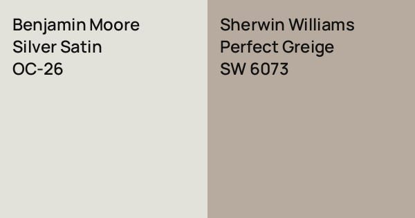 Benjamin Moore Silver Satin vs. Sherwin Williams Perfect Greige comparison