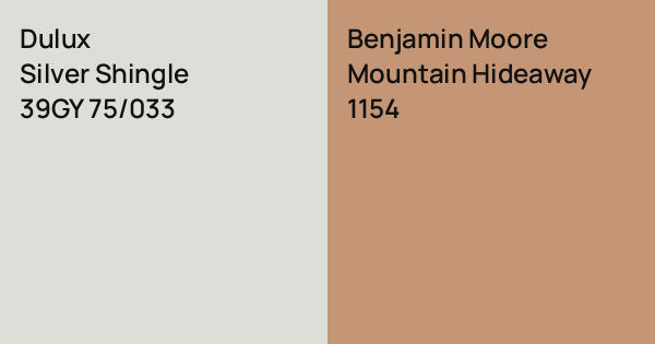 Dulux Silver Shingle vs. Benjamin Moore Mountain Hideaway comparison