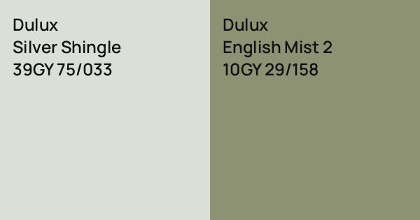 Dulux Silver Shingle vs. Dulux English Mist 2 comparison
