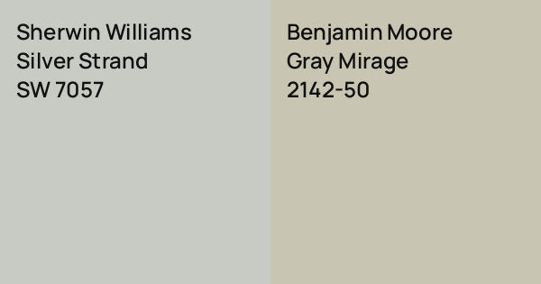Sherwin Williams Silver Strand vs. Benjamin Moore Gray Mirage comparison