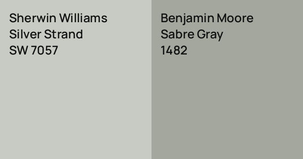 Sherwin Williams Silver Strand vs. Benjamin Moore Sabre Gray comparison