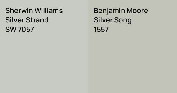 Sherwin Williams Silver Strand vs. Benjamin Moore Silver Song comparison