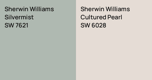 Sherwin Williams Silvermist vs. Sherwin Williams Cultured Pearl comparison
