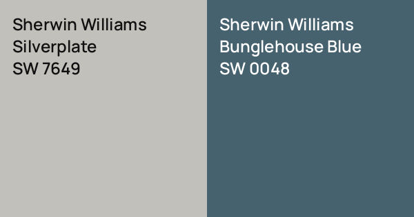 Sherwin Williams Silverplate vs. Sherwin Williams Bunglehouse Blue ...