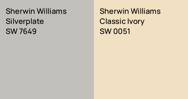Sherwin Williams Silverplate vs. Sherwin Williams Classic Ivory comparison