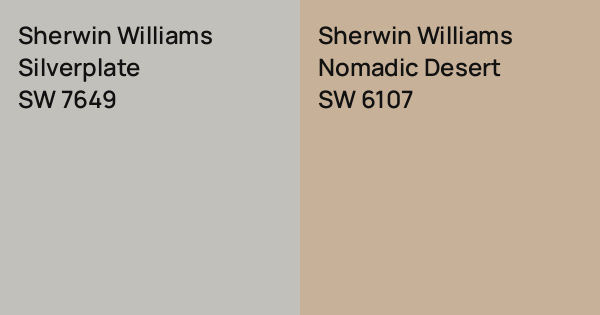 Sherwin Williams Silverplate vs. Sherwin Williams Nomadic Desert comparison