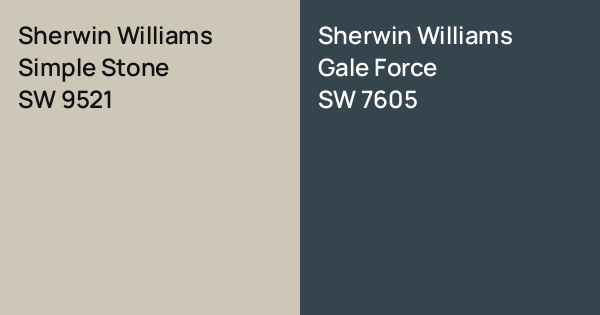 Sherwin Williams Simple Stone vs. Sherwin Williams Gale Force comparison