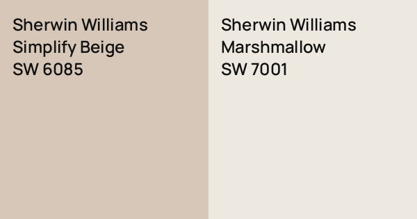 Sherwin Williams Simplify Beige vs. Sherwin Williams Marshmallow comparison