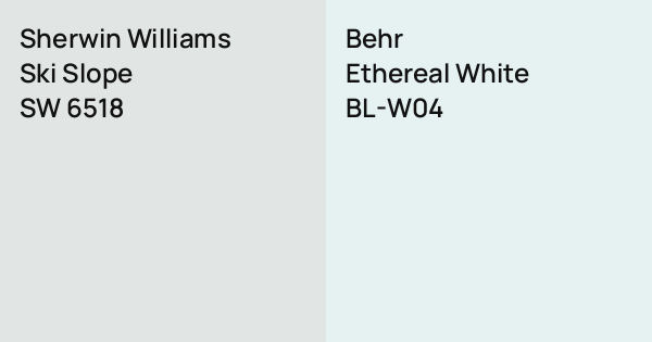 Sherwin Williams Ski Slope vs. Behr Ethereal White comparison