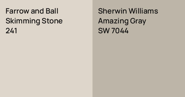 Farrow and Ball Skimming Stone vs. Sherwin Williams Amazing Gray comparison